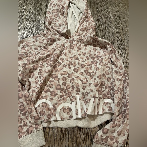 Calvin Klein Tops Calvin Klein Leopard Cropped Hoodie Poshmark